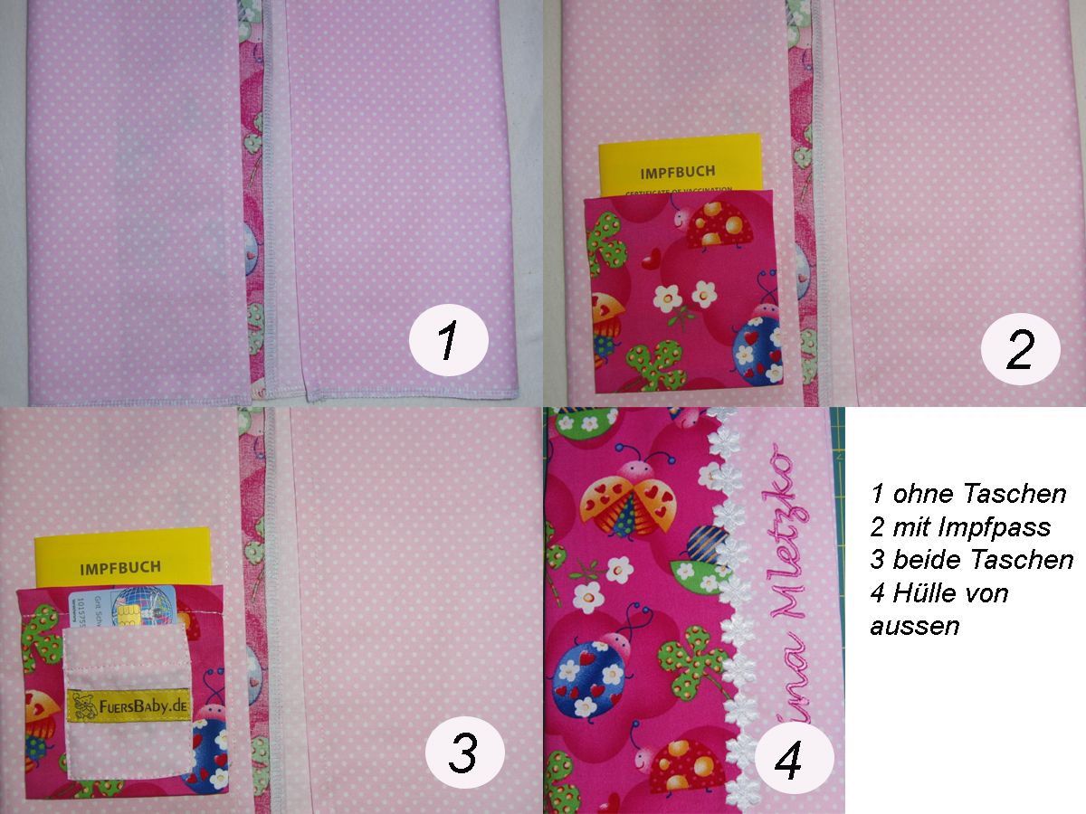 U-Heft Hülle mit Name bestickt Mädchen 130 Stoffe Untersuchungsheft ...